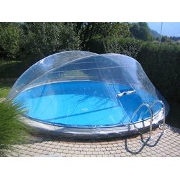 Poolverdeck KWAD, B:320cm H:160cm T:300cm, transparent, Polyvinylchlorid (PVC), Verdecke, "Cabrio Dome f&uuml;r runde Pools mit breitem Handlauf", in