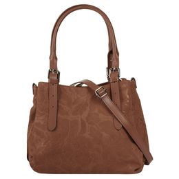 Samantha Look Damen Henkeltasche, braun, Leder, unifarben, Taschen, echt Leder, Made in Italy