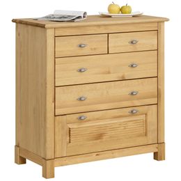 Schubkastenkommode Home Affaire, B:96cm H:99cm T:38cm, beige, Sideboards, "Rauna", aus massiver Kiefer mit 5 Schubladen, Breite 96 cm