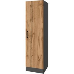 Seitenschrank KOCHSTATION, B:50cm H:200cm T:60cm, grau, Spanplatte, Küche, Schränke, "KS-Toronto"