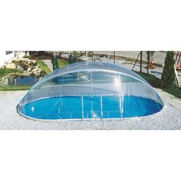 Poolverdeck KWAD, B:370cm H:165cm T:730cm, transparent, Polyvinylchlorid (PVC), Verdecke, "Cabrio Dome f&uuml;r ovale Pools mit breitem Handlauf", in