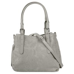 Samantha Look Damen Henkeltasche, grau, Leder, unifarben, Taschen, echt Leder, Made in Italy
