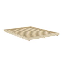 Bettgestell Karup Design, B:153cm H:11cm L:213cm, beige, Betten, "DOCK BED, Futonbett, Massivholzbett, Bett ohne Matratze", Bett mit Lattenrost, aus