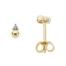 Firetti Damen Paar Ohrstecker "Schmuck Geschenk Gold 333 Ohrschmuck Kugel Dreieck Solitär", 0,02 P2 = erkennbare Einschlüsse, Diamanten Gelbgold 333,