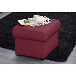 Sit & More Hocker SIT & MORE, B:58cm H:45cm T:58cm, rot, Luxus-Microfaser ALTARA NUBUCK (100% Polyester);SOFTLUX-Kunstleder;NaturLEDER (echtes