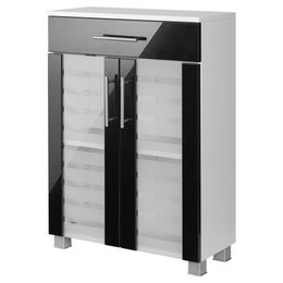 Unterschrank Welltime, B:60cm H:84cm T:27cm, grau, MDF, Spanplatte, Badezimmer, Schr&auml;nke, "Jaca", Breite 60 cm, mit MDF Hochglanz-Fronten