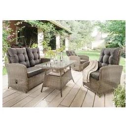 Gartenlounge-Set Destiny "MERANO", grau (vintage grau), Obermaterial: 100% Polyester. Füllung: 100% Polyurethan, Sitzmöbel-Sets, Aluminium, Polyrattan