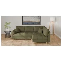 Ecksofa Home Affaire "CHARRE incl. 3 Zierkissen", grün, B:231cm H:81cm T:161cm, 100% Polyester, Sofas, L-Form, feine Steppung, lose Rückenkissen, auch in Cord und Bouclé