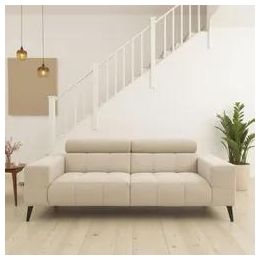 2-Sitzer DOMO collection "Trento", beige (creme), B:208cm H:79cm T:104cm, 100% Polyester, Sofas, wahlweise mit Kopfteilverstellung und in zwei Größen erhältlich