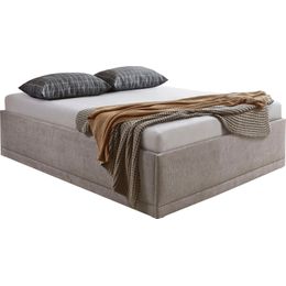 Polsterbett "Texel", beige, B:166cm H:42cm L:206cm, Bezug Bett: Veloursstoff 100% Polyester oder Microfaser (100% Polyester);Bonnell-Federkernmatratze: 51% Polypropylen, 39% Polyester und 10% Baumwolle;Kaltschaummatratze: 100% Polyester, Bezug abnehm- und waschbar bis 60C;Kissenbezug: 100% Polyester, Füllung : 100% Polyester (Hohlfaser), Westfalia Schlafkomfort, Betten, Komforthöhe mit Zierkissen,