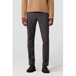 Chinos MEYER "Bonn" Gr. 24, Normalgrößen, rot (siena), Herren, 54% Baumwolle;24% Polyester;20% Schurwolle;2% Elasthan, kariert, Hosen, mit Ziersteppung und Knopf