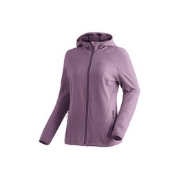 Fleecejacke Maier Sports "Tesila Hood W" Gr. 36, lila (purpurviolett), Damen, 69% Polyester, 24% Viskose, 7% Elasthan, Jacken, Damen Midlayer, atmungsaktiv schnelltrocknend, Full-Zip, Regular fit