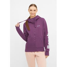 Kapuzensweatjacke Bench. "DARCINE", Damen, Gr. 36, lila (schwarz lila), Sweatware, Obermaterial: 60% Baumwolle, 40% Polyester, unifarben, casual, Langarm Rippbündchen, Sweatjacken, mit seitlichem Bench Logodruck