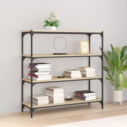 Bücherregal Sonoma-Eiche 100x33x100 cm Holzwerkstoff und Stahl vidaXL