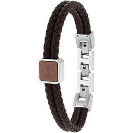 JOOP! Lederarmband JOOP "2038036", braun (edelstahlfarben, braun), Armbänder, Herren, Edelstahl-Leder, Edelstahl, Leder