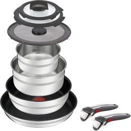 Pfannen-Set Tefal "Jamie Oliver Ingenio G6", silber (silberfarben), Ø:28cm, Pfannen, Thermo-Signal, sichere Antihaftversiegelung, alle Herdarten, Induktion