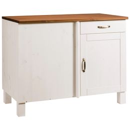 Eckunterschrank Home Affaire "Alby", weiß (weiß, honigfb), B:110cm H:85cm T:60cm, Schränke, Breite 110 cm, 1 Tür und 1 Schublade