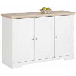 Sideboard Home Affaire "Nanna", weiß (weiß, sonoma eiche), B:120cm H:80cm T:39cm, Sideboards, Kommode, Breite 118 cm