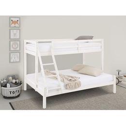 Lüttenhütt Kinderbett LÜTTENHÜTT "Alpi", weiß, B:151cm H:142cm L:208cm, Betten, mit 2 Schlafgelegenheiten, inklusive Lattenrost und Leiter
