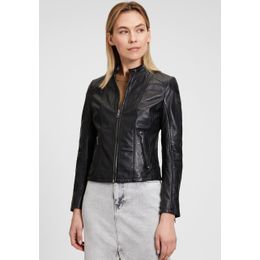 Lederjacke Mauritius "GWKeili LASV", Damen, Gr. S, schwarz, Obermaterial: 100% Schafsleder. Futter: 100% Baumwolle. Ärmelfutter: 100% Polyester, unifarben, modisch, regular fit kurz, Langarm eingesetzt abgesteppt, Jacken