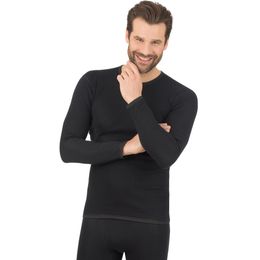 Longsleeve TRIGEMA "TRIGEMA Langarm Funktionsshirt" Gr. S, schwarz, Herren, Aussenseite: 100% Baumwolle, Innenseite: 66% Baumwolle, 22% Polyester, 12% Siberfäden, Shirts