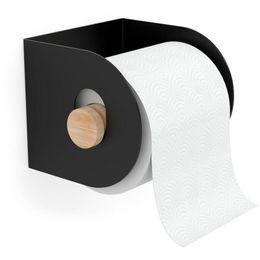 REI - Selbstklebender Toilettenpapierhalter aus Stahl-Holz und Creme-Finish Max. Gewicht: 2kg Maße 12x9x11cm Inklusive extra starkem Kleber zur