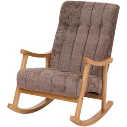 Neuwertig] Schaukelstuhl HHG 857, Relaxsessel, Holz mvg Stoff/Textil Chenille (465g/m²) braun, Gestell natur