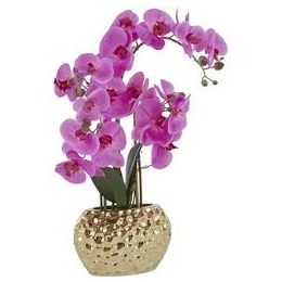 Kunstpflanze LEONIQUE "Orchidee", lila (lila, goldfarben), B:20cm H:55cm T:11cm, Kunststoff, Polyester, Keramik, Kunstpflanzen, Kunstpflanze, Kunstorchidee, im Topf, Bestseller, über 2500 4,5-Sterne-Bewertungen