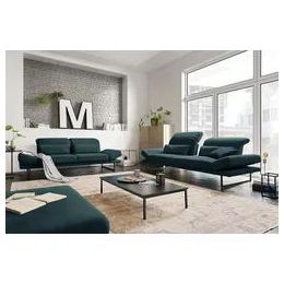 3-Sitzer 3C Candy "Mallow Designsofa mit Komfortfunktionen, modern und bequem", blau (petrol), B:258cm H:83cm T:103cm, 100% Polyester, Sofas, Verstellbare Armlehne und Kopfteil, manuelle Sitztiefenverstellung