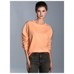 Sweatshirt TRIGEMA "TRIGEMA Dünnes Sweatshirt", Damen, Gr. XXL, rot (apricot), 50% Baumwolle, 50% Polyester, Basic, Sweatshirts