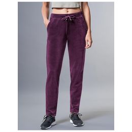 Jerseyhose TRIGEMA "TRIGEMA Nicki Hose", Damen, Gr. L, US-Größen, lila (aubergine), 80% Baumwolle, 20% Polyester, sportlich, Hosen