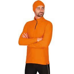 Sweatshirt TRIGEMA "TRIGEMA Langärmeliges Sportshirt mit Reißverschluss", Herren, Gr. L, orange (leuchtorange), 92% Polyester, 8% Elastan, sportlich, Sweatshirts