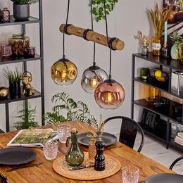 hofstein Ripoll Pendelleuchte Glas 15 cm Naturfarben, Schwarz, 3-flammig