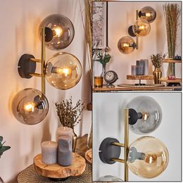 hofstein Gastor Wandleuchte Glas 15 cm Gold, Schwarz, 3-flammig