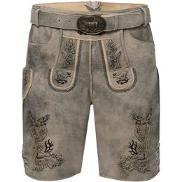 Reitmayer Kurze Lederhose mit G&uuml;rtel Grau/Braun (Gr&ouml;&szlig;e: 56)