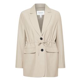 Kurzblazer B.Young "Kurzblazer BYDANTA STRING BLAZER -" Gr. 38, beige (humus melange), Damen, Obermaterial: 88% Polyester PES. 8% Viskose LENZING ECOVERO CV LenzEcov. 4% Elasthan EL., Blazer