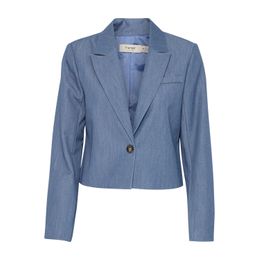 Kurzblazer Fransa "Kurzblazer FRDESU BLA 1", Damen, Gr. 40, blau (dusty blau melange), Obermaterial: 70% Polyester PES. 29% Viskose LENZING ECOVERO CV LenzEcov. 1% Elasthan EL., feminin, kurz, Blazer