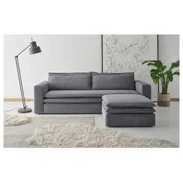 Sitzgruppe Places of Style "PIAGGE", grau (anthrazit), B:244cm H:82cm T:180cm, Sitzmöbel-Sets, 3-Sitzer-Sofa mit Bettfunktion und Loveseat-Hocker im Set