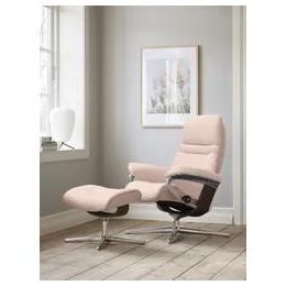 Relaxsessel stressless "Sunrise", pink (light pink q2 faron), B:83cm H:105cm T:74cm, ROHLEDER Stoff Q2 FARON: Ein fester zuverlässiger Bouclu00e9 mit einem strukturierten Aussehen und einer komfortablen Oberfläche (100% Polyester im Flor, Grundgewebe: 50% Polyester, 50% Polyacryl), Sessel, mit Cross Base, Größe S, M & L, Holzakzent Braun