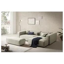 Polsterecke LeGer Home by Lena Gercke "PIARA XXL, L-Form mit Schlaffunktion, Big-Sofa in Cord o. Leinenoptik", grün (hellgrün), B:288cm T:198cm, 100% Polyester, Sofas, Hocker stellbar zum Schlafsofa (Krokodilverbinder), tiefe Sitzfläche