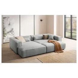 Polsterecke LeGer Home by Lena Gercke "PIARA XXL, L-Form mit Schlaffunktion, Big-Sofa in Cord o. Leinenoptik", grau (hellgrau), B:288cm T:198cm, 100% Polyester, Sofas, Hocker stellbar zum Schlafsofa (Krokodilverbinder), tiefe Sitzfläche