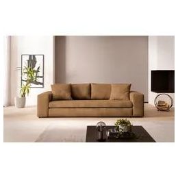 3-Sitzer Andas "SLEETLAND XXL in Samtvelours oder Vintage-Leder-Optik", braun (cognac), B:270cm H:72cm T:113cm, Sofas, besonders groß und bequem