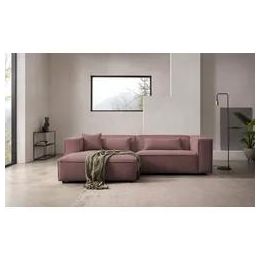 Ecksofa LeGer Home by Lena Gercke "PIARA mit Kedernaht in Cord oder Leinenoptik, moderne Couch in L-Form", beige (puder), B:267cm H:66cm T:167cm, 100% Polyester, Sofas, wahlweise Ottomane rechts/links, schwarze Füße, bequemer Sitzkomfort