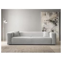 3-Sitzer Andas "BAKELS", grau (hellgrau), B:275cm H:66cm T:101cm, Sofas, trendiger Mega-Cord, in 3 Farben lieferbar