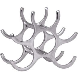 FineBuy Weinregal Design 24 cm für 6 Flaschen Aluminium Silber