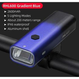 Fahrradlicht vorne 600 Lumen Ipx6 Fahrradlicht wiederaufladbar 2600 mAh 5 Modi Taschenlampe Fahrradlampe A