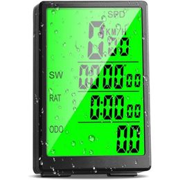 Sollbry Kabelloser Fahrradcomputer, Tachometer mit 31 Funktionen, 7,6 cm großer Bildschirm, wasserdichter Fahrrad-Tachometer, kabellos, automatisches