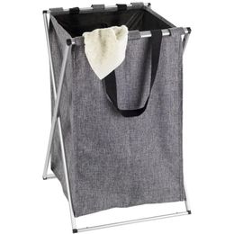 Wäschesammler Uno Grau meliert, Wäschekorb, 52 l, Grau, Polyester grau, Aluminium aluminium, Polyester schwarz - grau - Wenko