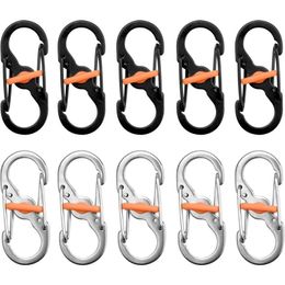 Sollbry 10 Stück kleine Schraubkarabiner, Edelstahl kleiner Karabiner, Mini S Schlüsselanhänger, Camping, Mini S, S Clip, Metallschnalle,