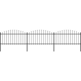 Gartenzaun mit Speerspitzen Stahl (1,25 - 1,5) x 5,1 m Schwarz